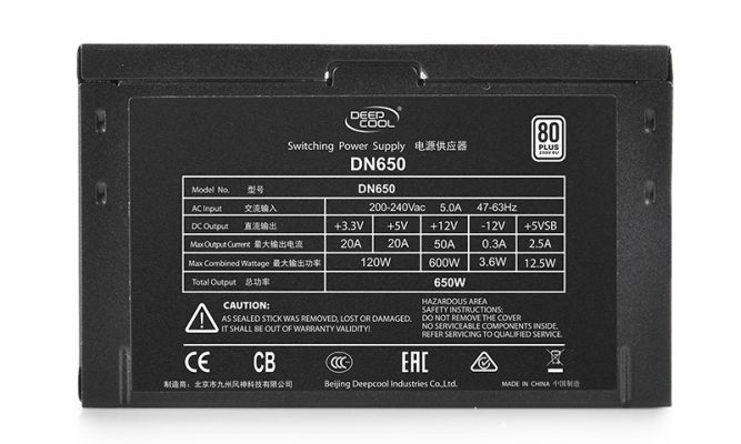 DEEPCOOL DN650 650W 80 PLUS 230V EU Certified ATX Power Supply | RB ...